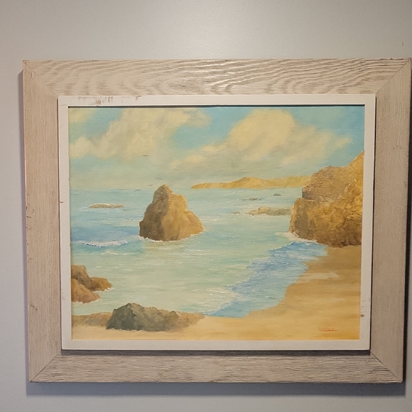 Oil by Hayes | Art | Coastal Landscape Framed Art Print Signed Hayes ...